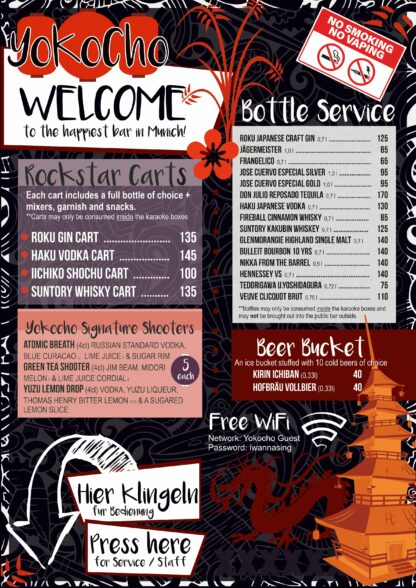 Menus - Yokocho Karaoke Box and Bar